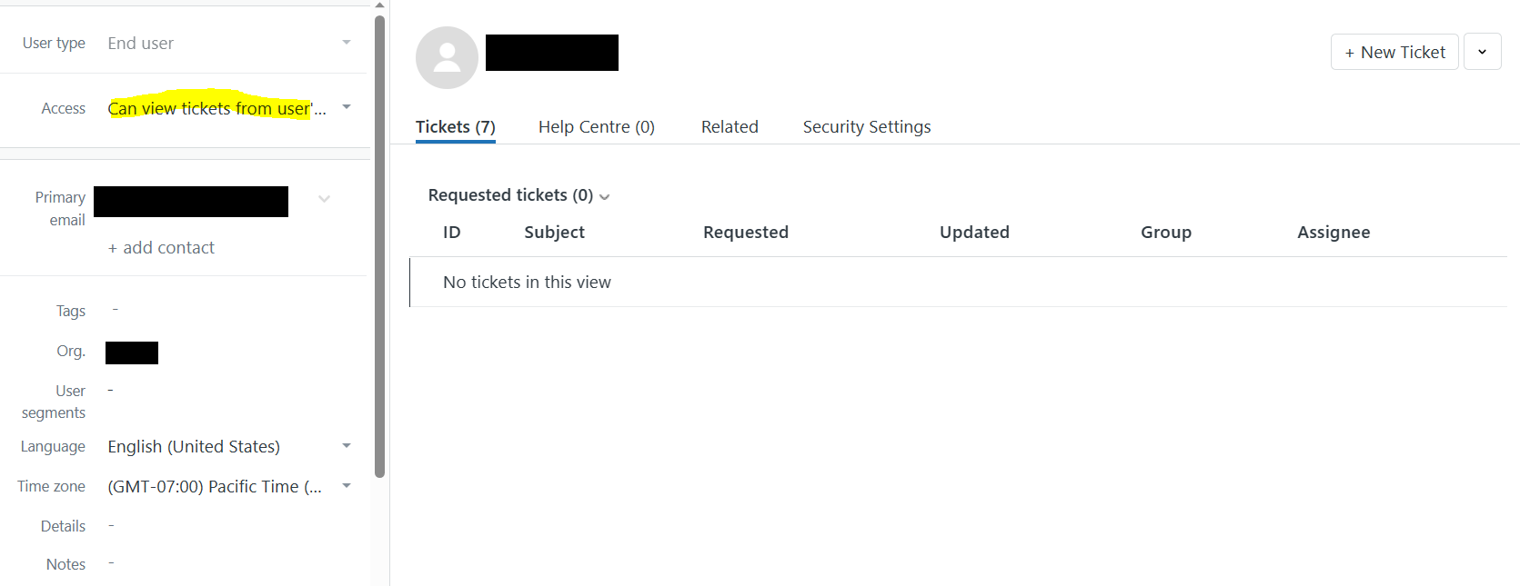 End user can't see their organization tickets. – Zendesk help